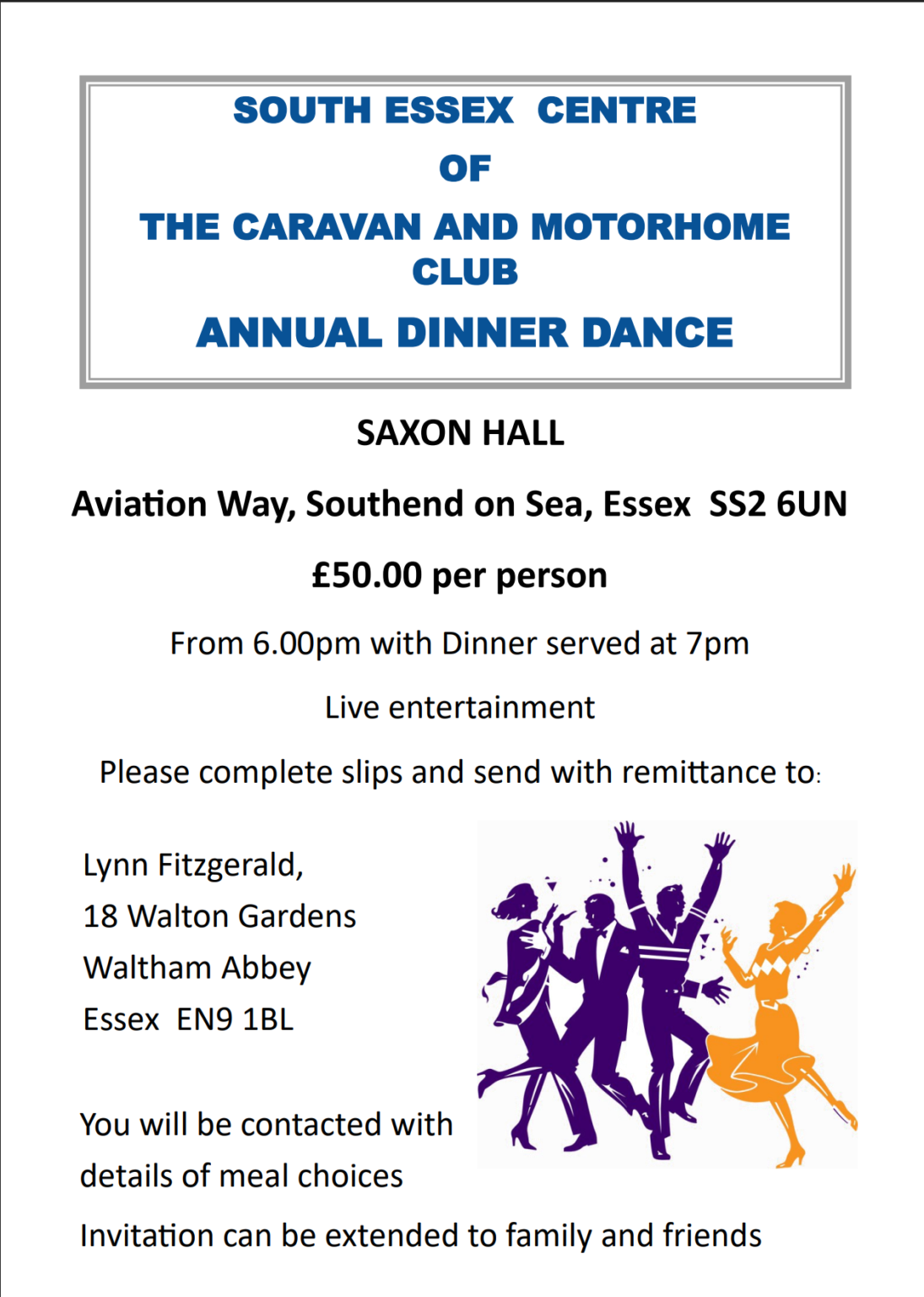 ANNUAL DINNER DANCE – 21ST FEBRUARY 2026 ****** – South Essex Centre ...